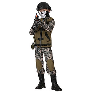 Kids Camo Trooper Costume Tactical Vest Camouflage Army Bundle w/Gloves