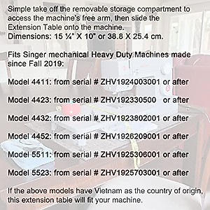 Heavy Duty Sewing Machines Extension Table for Singer 4411, 4423, 4432, 4452 Mechanical Heavy Duty Sewing Machines, Grey