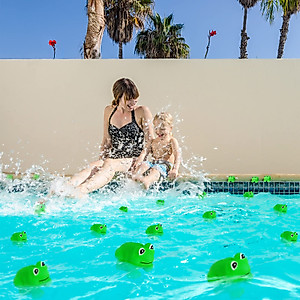 Kids Bath Toys 12PCS Rubber Frogs Squeak Toys and Float Frogs Baby Shower Toys, Swimming Bathtub Toys