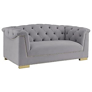 TOV Furniture Farah Grey Velvet Loveseat