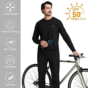 Black T Shirts for Men Long Sleeve Quick Dry Casual Summer Active Soft Lightweight Sun Shirts for Men