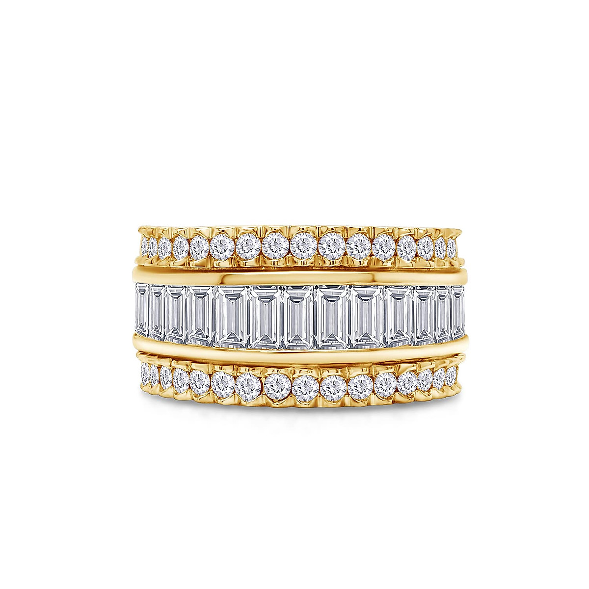 2 Ct Round Cut & Taper White Natural Diamond Etruscan Style Anniversary Band Ring in 14k Solid Yellow Gold Jewelry For Women (I-J Color, I2-I3 Clarity, Cttw 2.00)-6