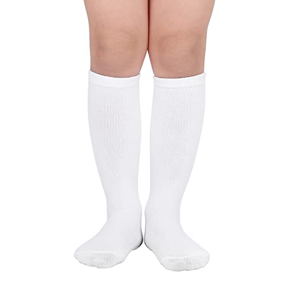 Century Star Baby Girl Socks Boy Knee High Socks Toddler Non-Slip Tube Sock School Soccer Striped Stockings for Infant 1 White 1-3 Years