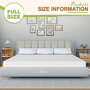 5 Inch Queen Mattress, Gel Memory Foam Queen Size Mattress, Pressure Relieving, Cooling Gel Foam, Queen Mattress in a Box, Certipur-Us Certified, Bed-in-a-Box, Queen, 80"L x 60"W x 5"Th,White