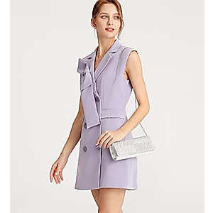 Dreubea Women's Sparkling Evening Purse Envelop Shoulder Bag Clutch for Wedding Party Prom Silver