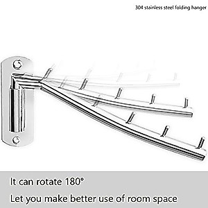 MulYeeh Folding Wall Mounted Clothes Hanger Rack Coat Hanger Stainless Steel Clothes Hook with Swing Arm for Bedroom Bathroom