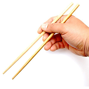 Luxxii 9.5" Natural Chinese Bamboo Wooden Chopsticks Set Reusable Classic Style Wood Chopsticks (5 Pairs)