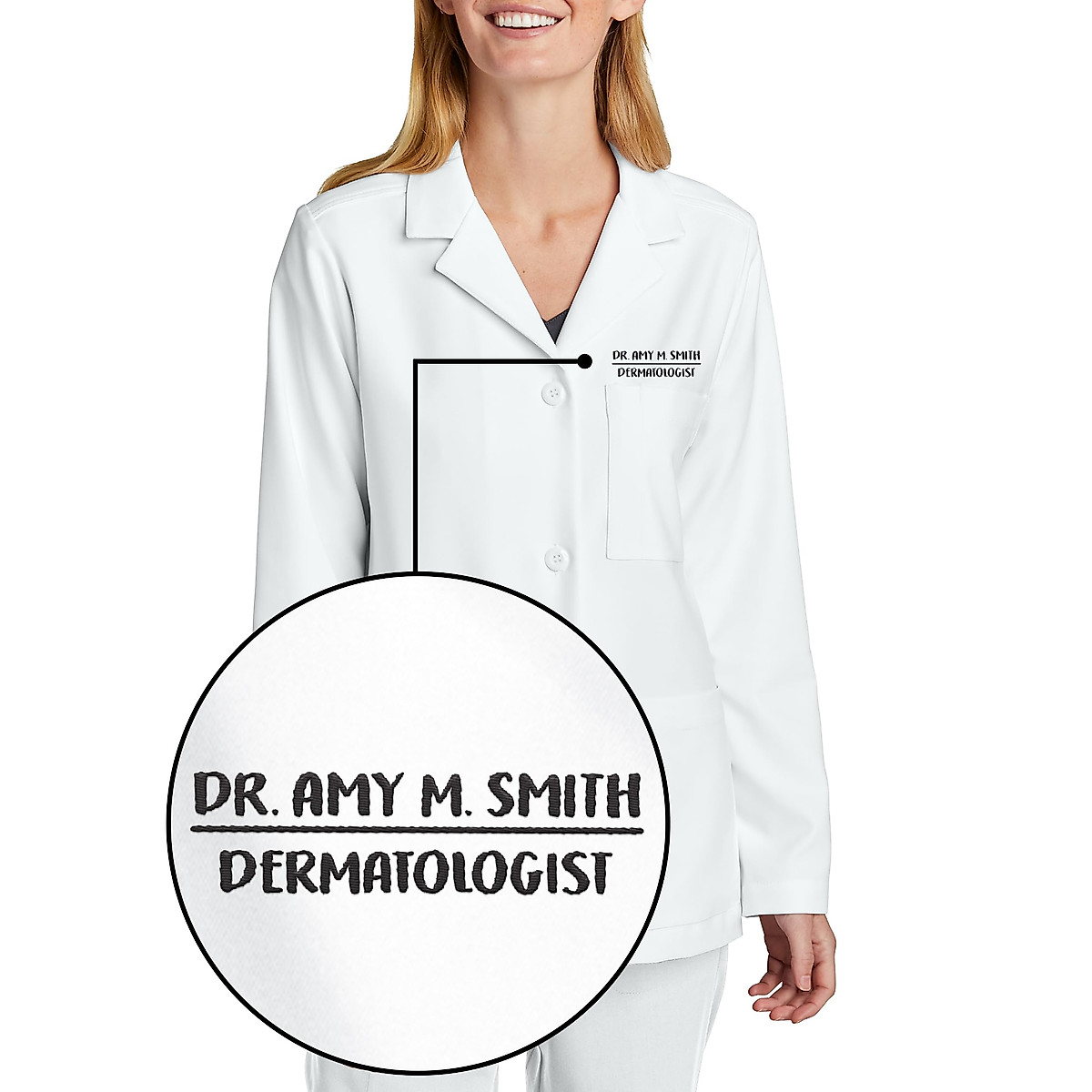 Custom Women Scrub Lab Coats Embroidered Medical Laboratory Coat for Women 29.5" Large