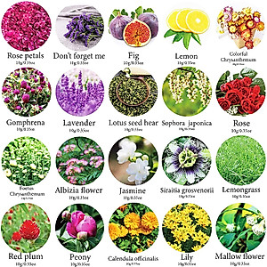 20 Bags Dried Flowers,100% Natural Dried Flowers Herbs Kit for Soap Making, DIY Candle Making,Bath - Include Rose Petals,Lavender,Don't Forget Me,Lilium,Jasmine,Rosebudsand More