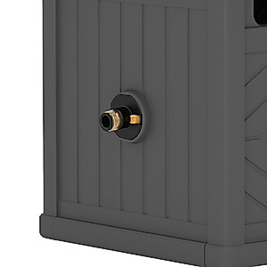 Hose Reel Resin Hose Reel Cart 150 ft Outdoor Hose Storage Reel with Crank Handle, Lid, and Slide Rail Guide 100' Hose Capacity