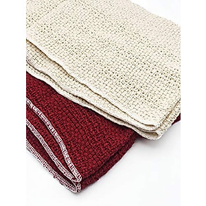 Great Useful Stuff Made in The USA 100% Cotton Kitchen Towels Ultra Soft Absorbent Quick Drying American Dish Towels, Set of 2, Large 24" x 15" Inches (Red and Natural)