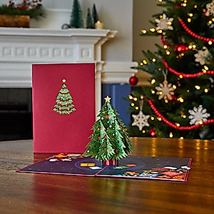 Lovepop Festive Christmas Tree Pop Up Card, 5x7-3D Greeting Card, Pop Up Christmas Cards, Kids Christmas Card, 3D Holiday Card, Winter Cards