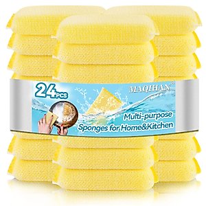 MAQIHAN Scrubbing Pad - 24PCS Scrubbing Sponges for Home and Kitchen Scouring Pads Multiple Purpose for Washing Kitchen Stove,Dish,Bowl,Pot,Sink,Bathtub,Cleaning Pad Scrubbing Pad Dish Sponge