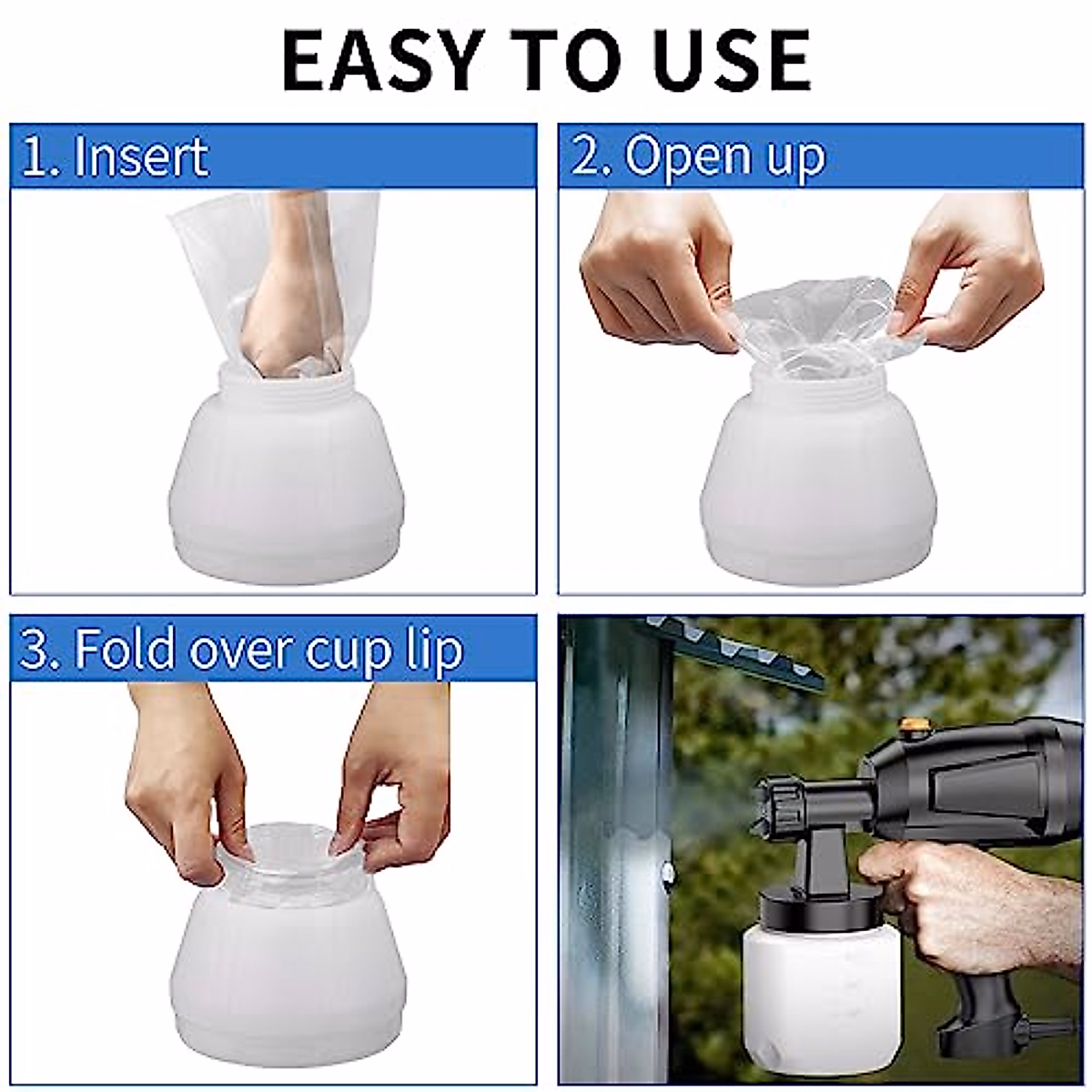 Paint Sprayer Bags 60 Pcs Disposable Clear Sprayer Cup Liners Paint Sprayer Parts Accessories Transparent Spray Gun Bag with Most Spray Guns (7.9 x 11.8 Inch)