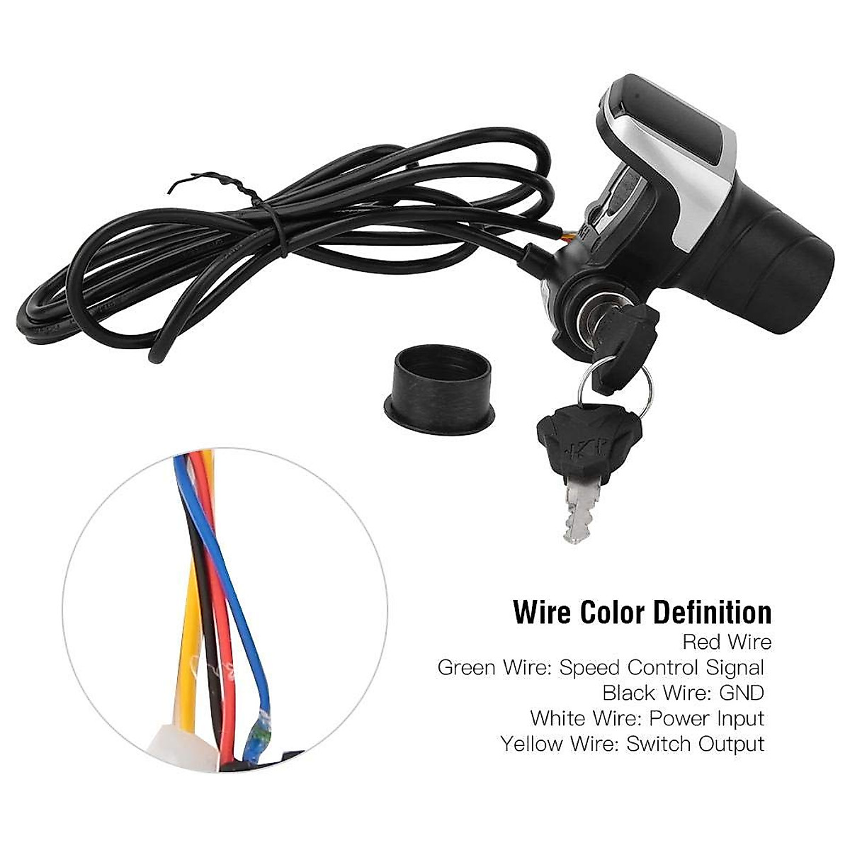 36V E-Bike Twist Grip Throttle with LCD Display and Key Lock, Universal Fit, Easy Install Handlebar Power Indicator for Electric Bikes/Scooters/Motorcycles