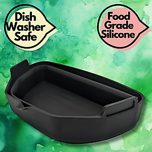 SimplyRye Silicone Slow Cooker Liners fits 6QT Crockpot, Reusable/Leakproof, Slow Cooker Divider Insert Liners, Dishwasher Safe (2 in 1 Black fits 6QT)