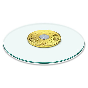 Glass Lazy Susan, with Swivel Assist System, Round Tabletop Rotating Tray Large Serving Plate, Silent & Smooth Spin