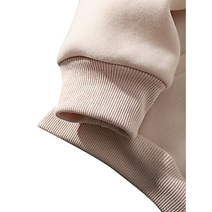 GORGLITTER Women's Graphic Letter Print Preppy Hoodies Long Sleeve Drop Shoulder Drawstring Pullover Sweatshirt Khaki Small