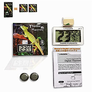 GXSTWU Reptile Hygrometer Thermometer LCD Display Digital Reptile Tank Hygrometer Thermometer with Hook Temperature Humidity Meter Gauge for Reptile Tanks, Terrariums, Vivarium (2 Packs)