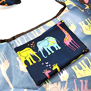 Wrapables Durable and Large Nylon Reusable Shopping Bag (Elephants & Giraffes)