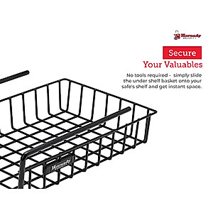 Hornady Hanging Shelf Document Basket, 96012 - Coated Wire Basket Maximizes Storage for Documents, Gun Accessories, & Ammo - Easy Access Under Shelf Storage for Gun Safes - Holds Up to 40 Pounds