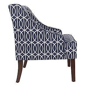 HomePop Velvet Swoop Arm Living-Room-Chairs, Blue Trellis