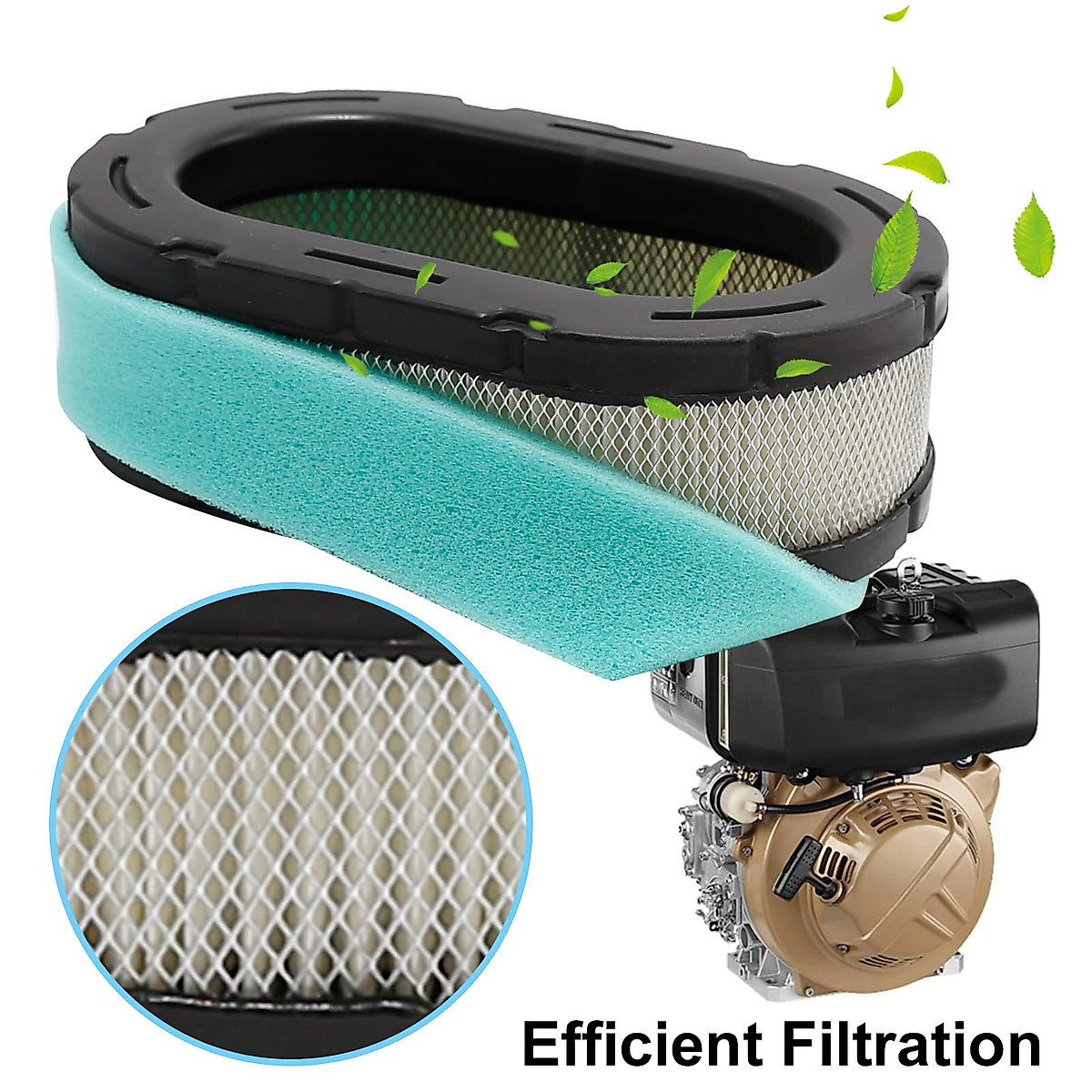 32-083-09-S Air Filter with 52 050 02-S Oil Filter Spark Plug Tune Up Kit, Replacement for Kohler 32 083 09 32 883 09-S1 KT610 KT620 KT715 KT725 KT730 KT735 KT740 KT745 19HP-26HP Engine MTD Lawn Mower