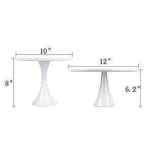 Hotity Set of 2 Round Cake Stands Modern Design Dessert Display Cake Stand Cupcake Stands for Party Celebration Baby Shower, White