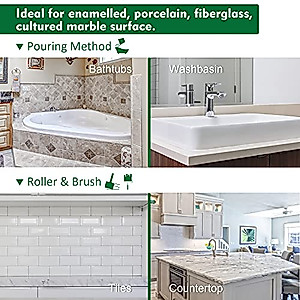 NADAMOO Tub and Tile Refinishing Kit (1kg / 35 oz, with tools, White), DIY Bathtub Sink Reglaze Kit Countertop Resurface Paint for Bathroom Kitchen Porcelain Fiberglass, Semi-matte White Coat