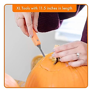 Halloween Professional Pumpkin Carving Kit - Extra Large Stainless Steel Tools (4 Pieces) - Pumpkin Carver for Adults & Kids, Pumpkin Sculpting Set, Halloween Party Decorating
