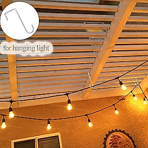 DINGEE Vinyl Fence Hooks 2x6 inch,Fence Hangers Patio Light Hooks,4 Pack Patio White Powder Coated Steel Fence Hooks for Hanging Plants, Planters, Bird Feeders, Lights