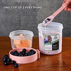 MAMOOLY Leak-Proof Overnight Oats Containers with Lids - Yogurt Containers with Lids - Mason Jars with Lids BPA-Free, Stackable Design, Microwaveable, Dishwasher Safe, Easy Grip Lid, 4-Pack