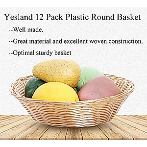 Yesland 12 Pack Plastic Round Basket Small Gift Baskets - 7 Inch Woven Bread Roll and Food Serving Baskets - Food Storage Basket Bin for Kitchen, Restaurant, Centerpiece Display, Christmas Gifts