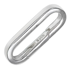 Sterling Silver Long Rectangular Flat Spring Bail Connector Clasp 21mm Small Carabiner