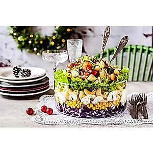 Large Glass Salad Bowl - Microwave & Dishwasher Safe - Centerpiece Serving Bowl - Mixing and Serving Dish - Clear Borosilicate Glass Fruit Bowl and Trifle Bowl, 100oz.