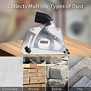 HERZO Dust Shroud Dust Extraction Cutting Guard for 5 inch and 4-1/2 inch Angle Grinder