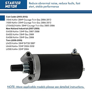 Starter Motor Fit for 2005 Kohler Courage Engines 20HP 23HP 25HP 27HP with Replace OE # 32-098-01 32-098-01S 32-098-03 32-098-03S 32-098-04 32-098-04S