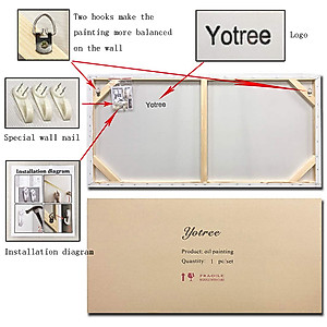 Yotree Paintings - 24x48 Inch 3D Wall Art on Canvas Golden Avenue Abstract Painting Wood Inside Framed Hanging Fall Wall Decoration Ready to Hang