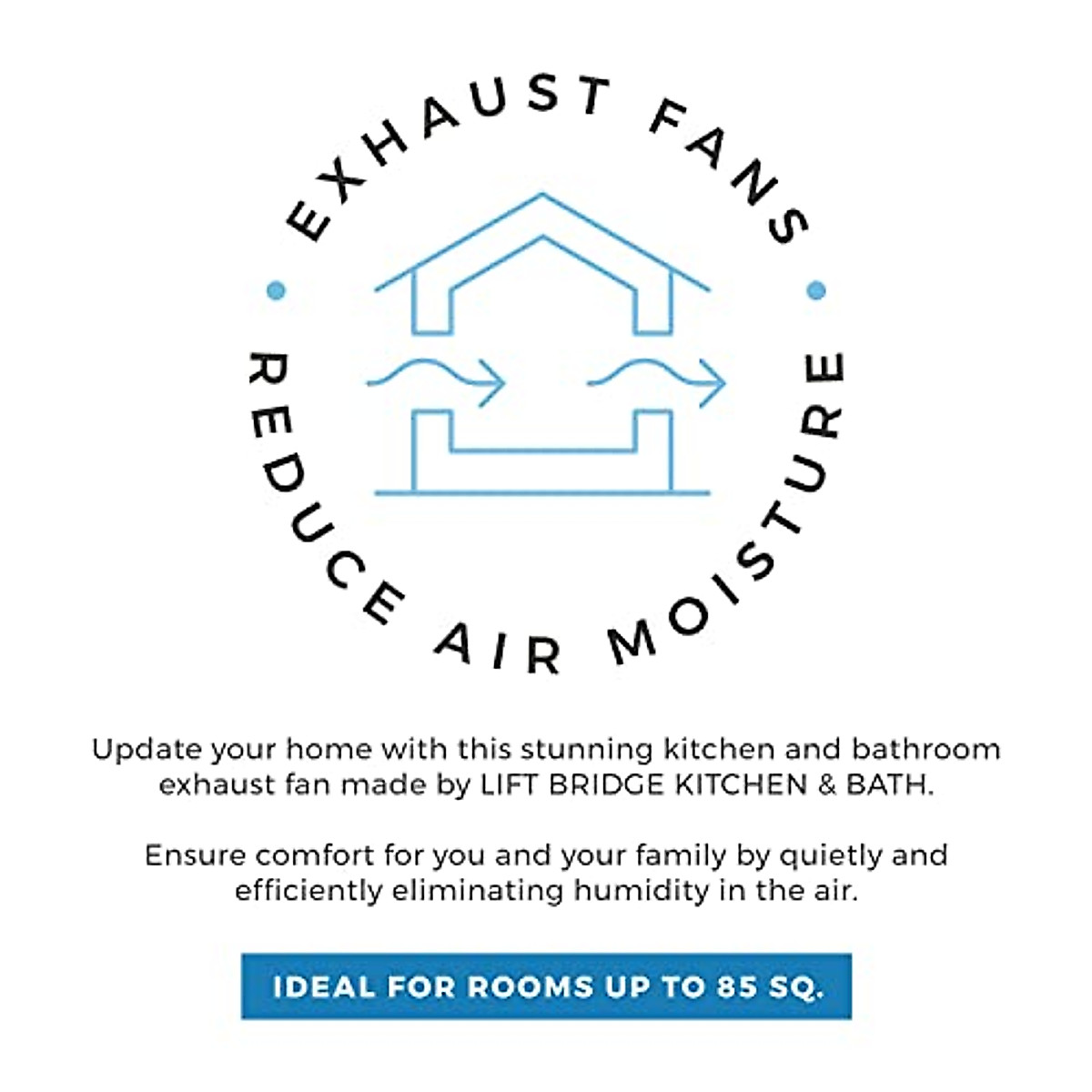 Lift Bridge Kitchen & Bath Decorative Round 70 CFM Bathroom Ceiling Ventilation & Exhaust Fan with Light and Glass Globe, Quiet 2.0 Sones Bath Fan