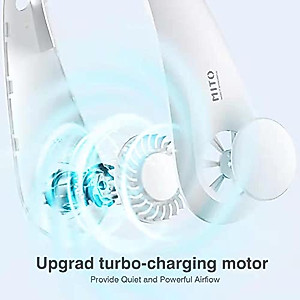 MITO Portable Hanging Neck Fan,Battery Operated Bladeless Neck Fan,Rechargeable Personal Cooling Fan,Wearable Personal Neck Fan with 3 Wind Speeds for Office Sports Traveling Unique Gift for Father