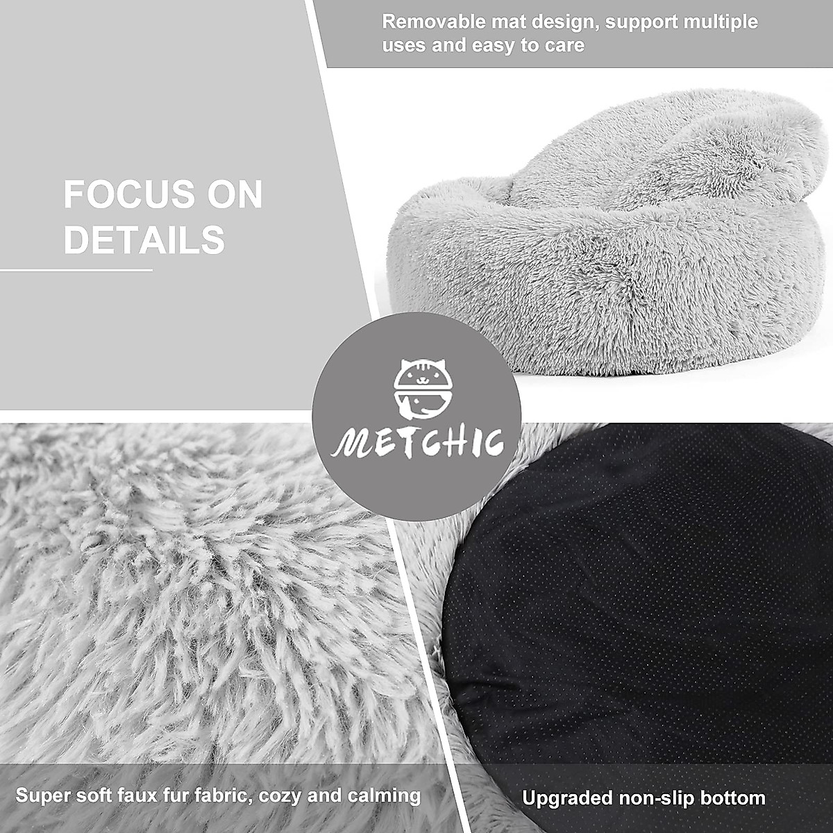 METCHIC Calming Dog Beds Large Dogs, Anxiety Dog Beds Medium Dogs, Dog Cuddler Beds Small Dogs, 36''