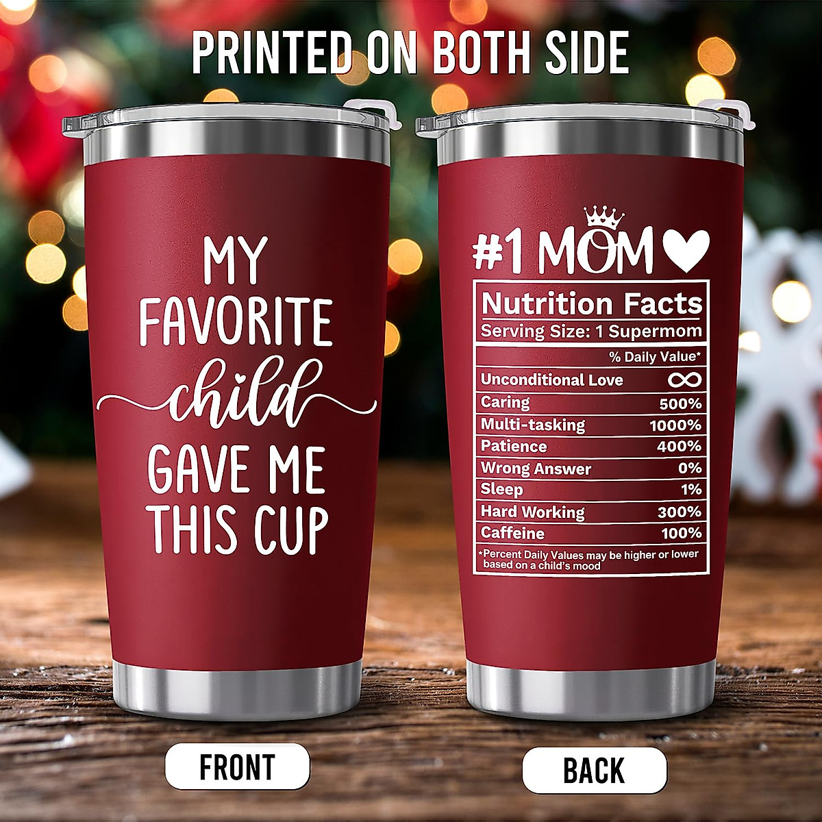 Mothers Day Gifts For Mom From Son, Daughter - Mothers Day Gift Ideas Funny - Great Mothers Day I Love You Gag Gift, Best Birthday Present for Mother-In-Law, Stepmom, Bonus Mom - Red Tumbler Cup 20oz