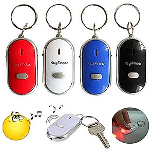 2 Pc Key Finder Locator Anti Lost Keys Keychain Tracker Whistle Sound LED Light