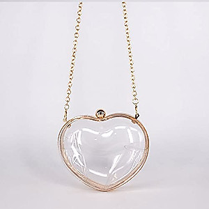 Buddy Supplies Women Acrylic Transparent Clutch Purse Heart Shape Shoulder Bag Party Chain Handbags
