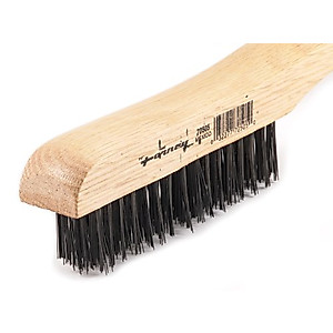 Forney 70505 Wire Scratch Brush, Carbon Steel with Wood Shoe Handle, 10-1/4-Inch-by-.014-Inch