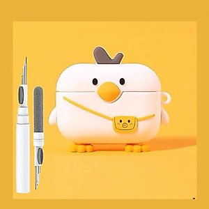 Cute Duck Case for Airpod 3rd Generation Cases Cover, Funny 3D Cartoon Kawaii Airpods 3 Silicone Cases Cover with Cleaning Kit & Keychain for Apple AirPods 3rd Gen for Boys Girls Kids Teen, Bag Duck