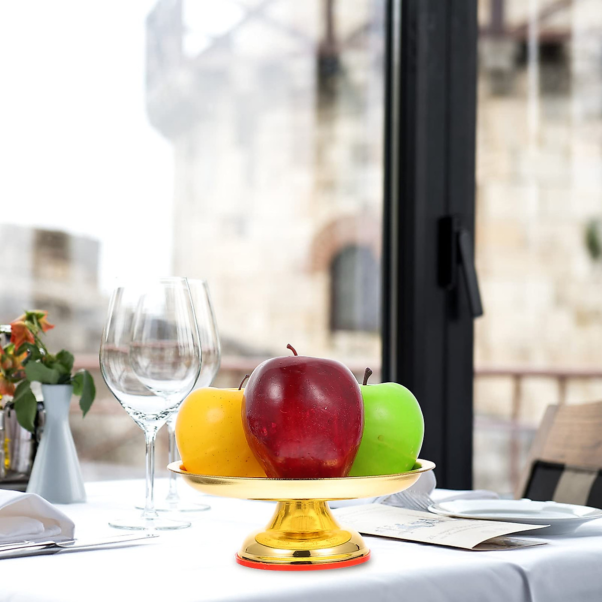 Hemoton 1pc Fruit Plate Cupcake Display Holder Fruit Holder Buddhist Bowl Appitizer Dish Buddha Decoration God Offering Bowl Buddhist Offering Plate Cake Dome Candy Bowl Counter Zinc Alloy