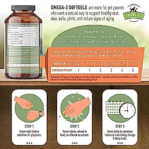 Omega 3 Fish Oil for Dogs, 250 Softgel Pills, 1000 mg EPA DHA Dog Fish Oil Pet Supplement for Joint Support Arthritis Pain Relief, Allergy Itch, Shedding, Healthy Coat, Dry Itching Skin, Hot Spot, USA