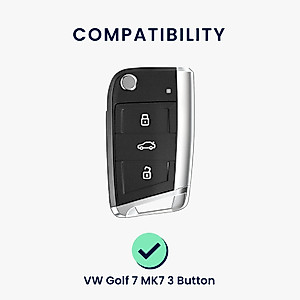 kwmobile Silicone Key Fob Cover Compatible with VW Golf 7 MK7 3 Button Car Key