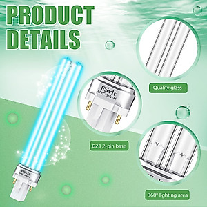 Kittmip UV Light Bulbs 9 Watt UV-C G23 2 Pin Base Bulb Replacement Lamp Air Purifiers Replace UV Bulb Compatible with UVE9 CF400 CF500 UVCP-9 JUP-01 303B 304B D200 R18 R18D R2000 (4 Pieces)
